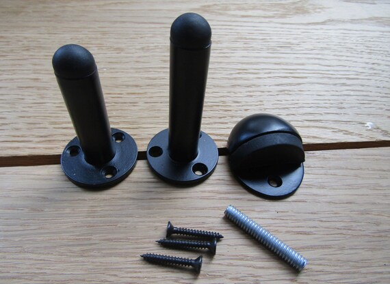 MATT BLACK Door Stop Stopper Skirting Board Wall Mounted Floor | Etsy