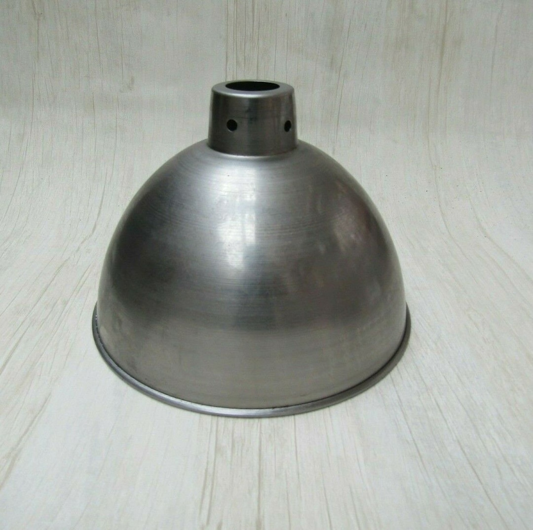 10"/250cm Rustic POLISHED STEEL Ceiling Light Shade Round Dome ...