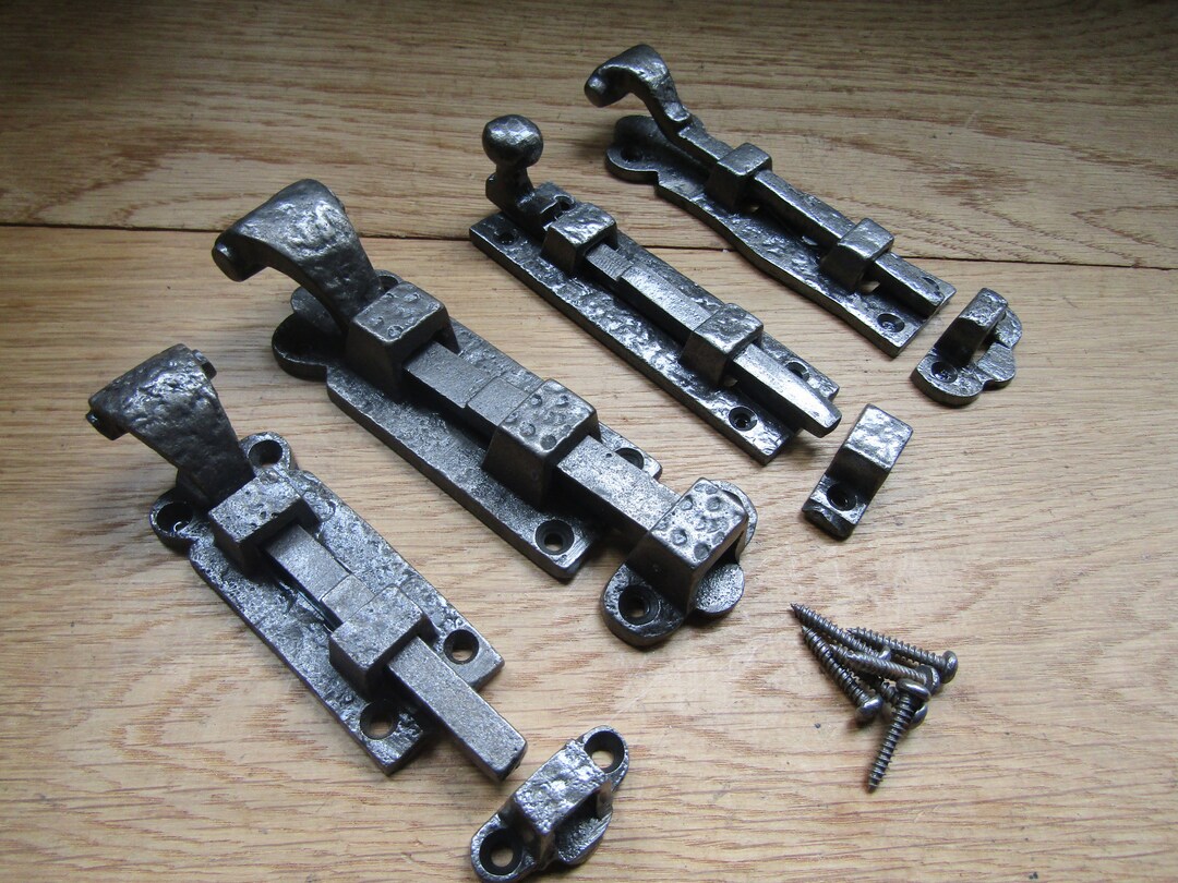 ANTIQUE IRON Tower Bolt Traditional Vintage Door Slide Bolt Cast Iron ...