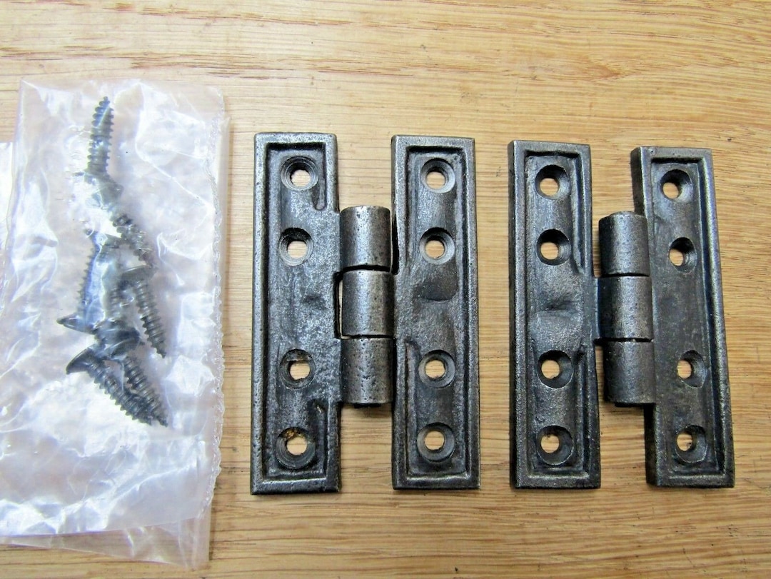 Pair of CAST IRON H Hinges Cast Iron Rustic Kitchen Cabinet Cupboard ...