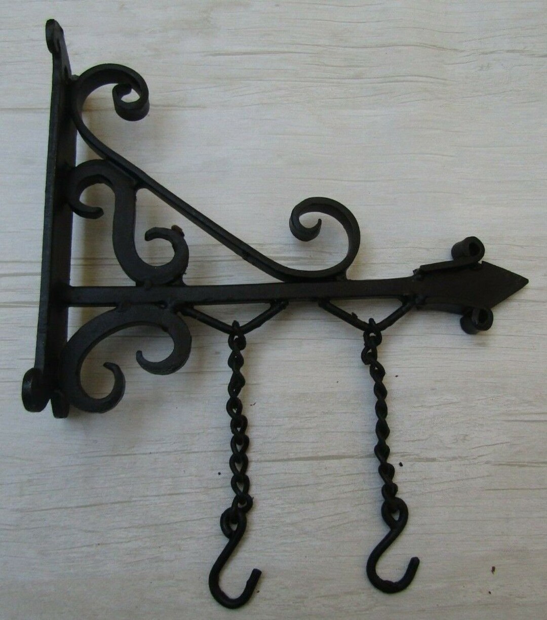 9" BLACK WAX HAND Forged Wrought Iron Blacksmith Sign Board Hanging ...