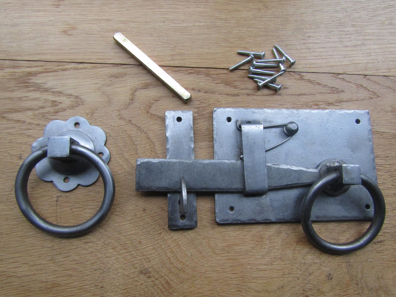 COTTAGE RING LATCH Hand Forged Blacksmith Rustic Wrought Iron Door ...