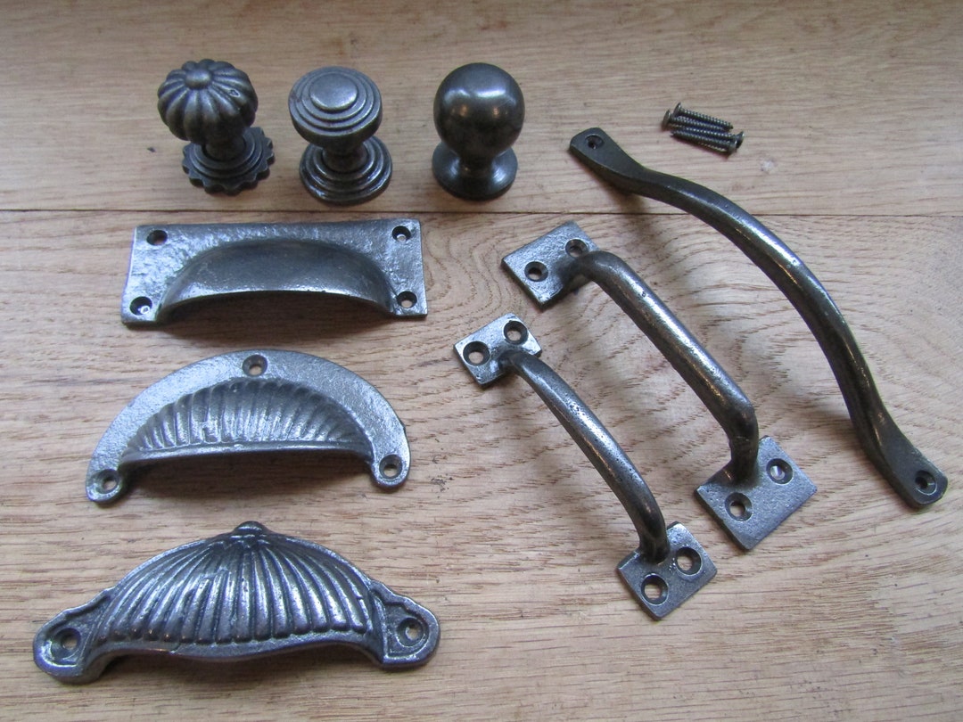 CAST IRON Antique Iron Kitchen Furniture Cabinet Cupboard Drawer Pull ...