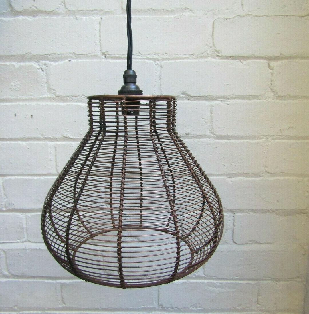 PEAR DROP Wire Lampshade Industrial Rustic Vintage Retro Old Ceiling ...
