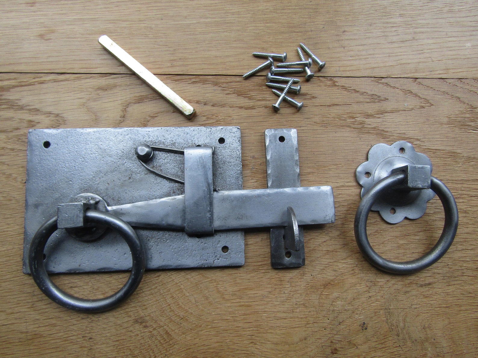 COTTAGE RING LATCH Hand Forged Blacksmith Rustic Wrought Iron Door ...