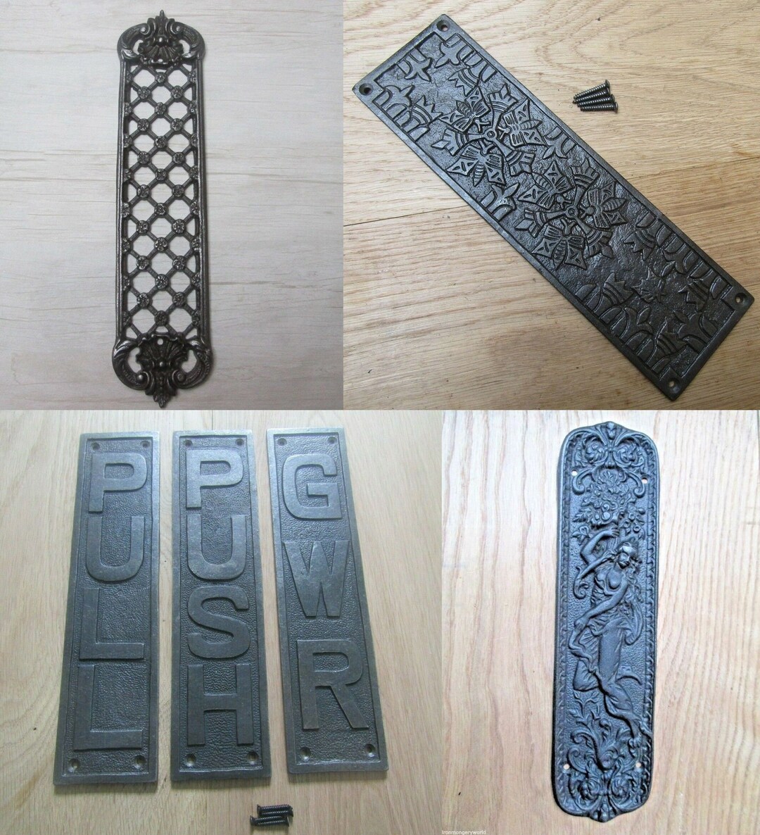 FINGER PLATE Cast Iron Decorative Ornate Rustic Vintage Old Style Door ...