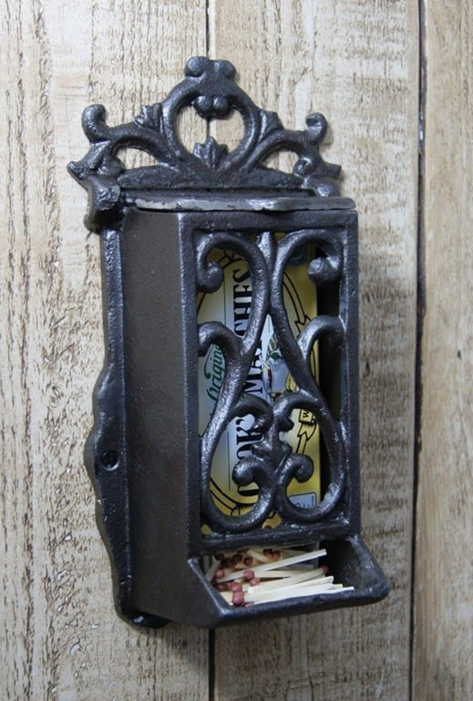 MATCHBOX HOLDER Rustic Vintage Old Victorian Style Cast Iron | Etsy