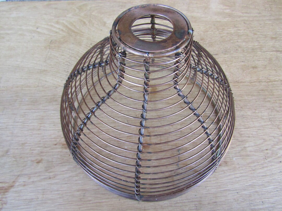 ANTIQUE COPPER Wire Lampshade Industrial Rustic Vintage Retro Old ...