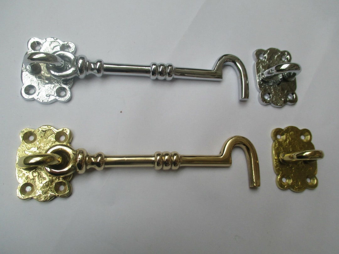 DECORATIVE SOLID BRASS Old English Edwardian Ornate Cabin Hook & Eye ...