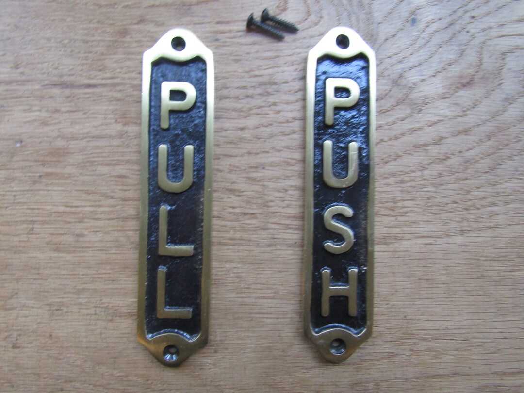 SOLID BRASS Rustic Door Sign Plaque Retro Traditional Vintage Antique ...