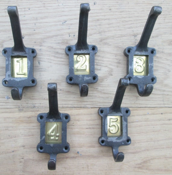 Pack of 5 BRASS Number Insert Hook Cast Iron Rustic Hat and | Etsy