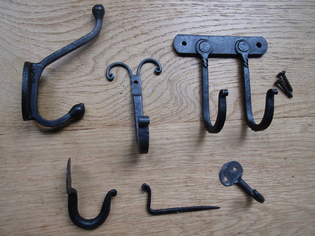 Pack of 5 HANDFORGED BLACKSMITH Rustic Wrought Iron Hooks Vintage Old ...