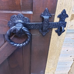 10" TWISTED BLACK ANTIQUE Cast Iron Rustic Ring Latch Old Vintage ...