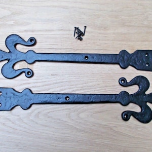 PAIR of HINGE FRONTS Cast Iron Vintage Rustic Old English Country ...