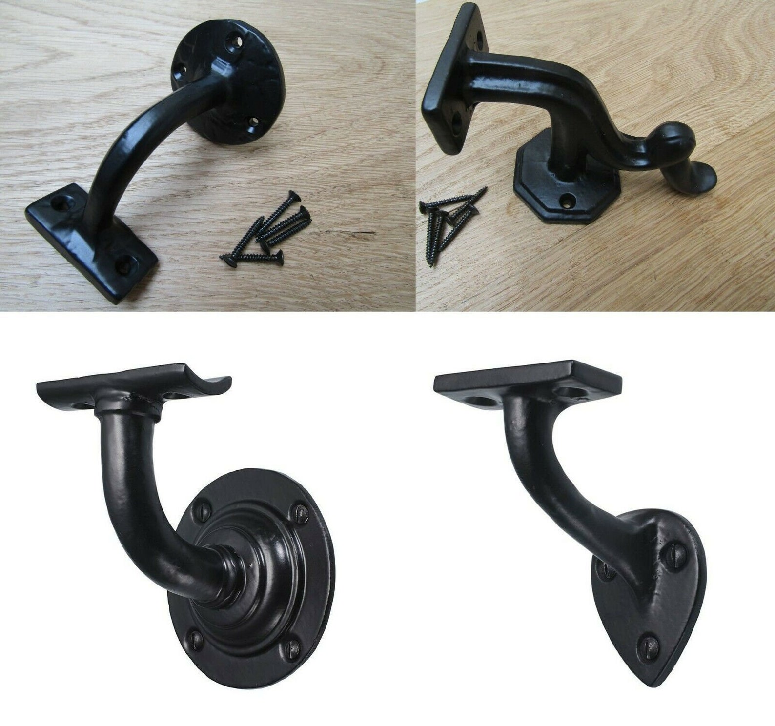 BLACK ANTIQUE Bannister Support Stair Rail Bracket Balustrade Fixing ...