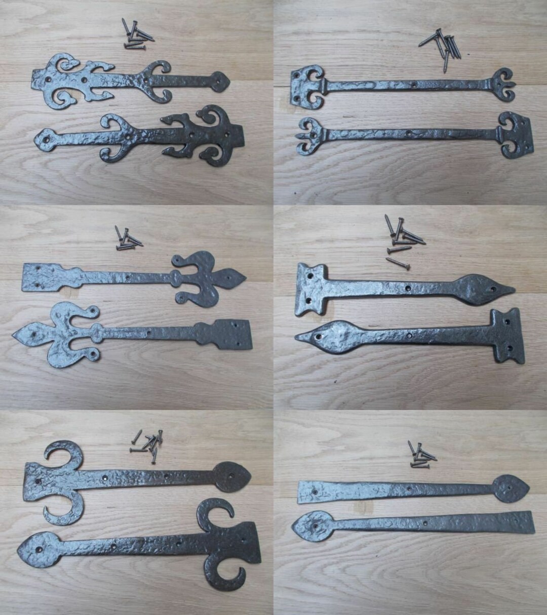 PAIR of HINGE FRONTS Cast Iron Vintage Rustic Old English Country ...
