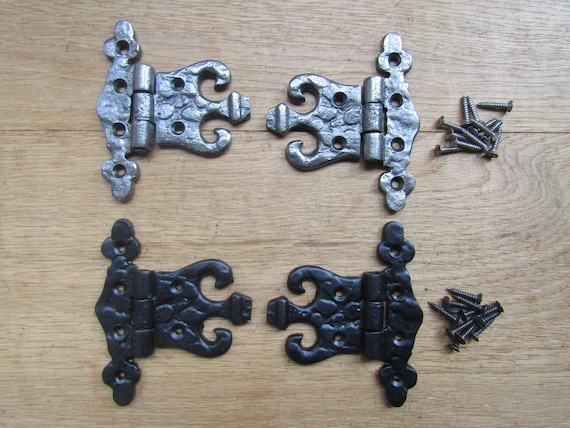 PAIR of CROPPED HINGES Cast Iron Rustic Kitchen Cabinet | Etsy