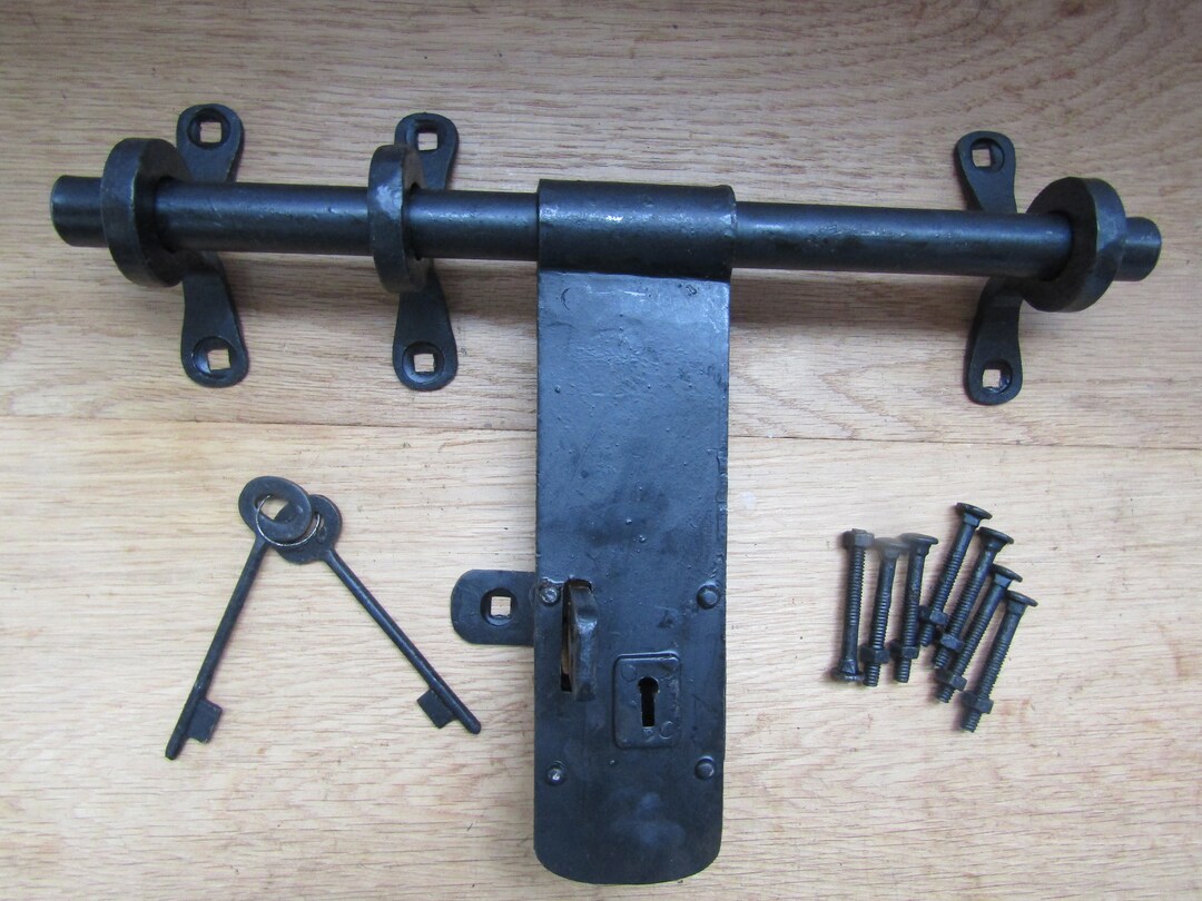 HANDFORGED BLACKSMITH CROSS 13" Bolt Slide Bolt Rustic Vintage ...
