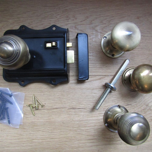 Old Victorian Style Black Door Rim Lock Antique Solid Bronze - Etsy