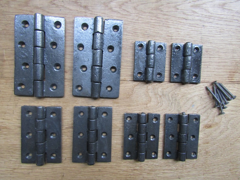 PAIR of PLAIN BUTT Hinges Cast Iron Rustic Kitchen Cabinet Cupboard ...