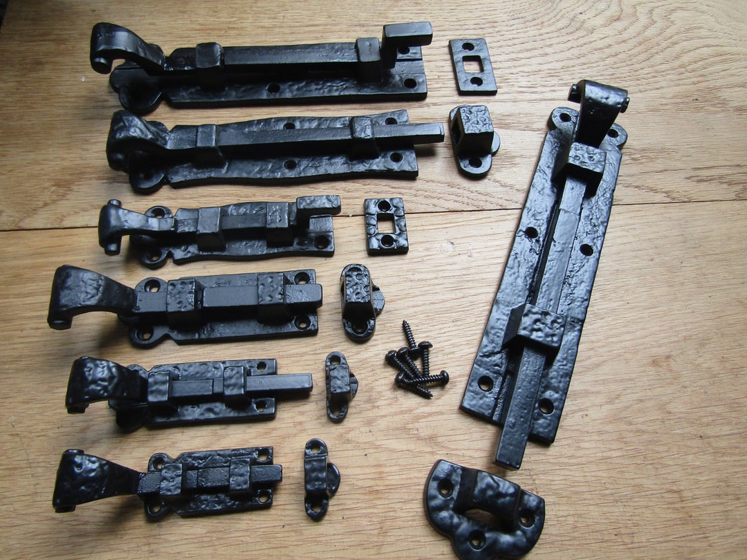 BLACK ANTIQUE Tower Bolt Traditional Tudor Gothic Vintage Door Slide ...