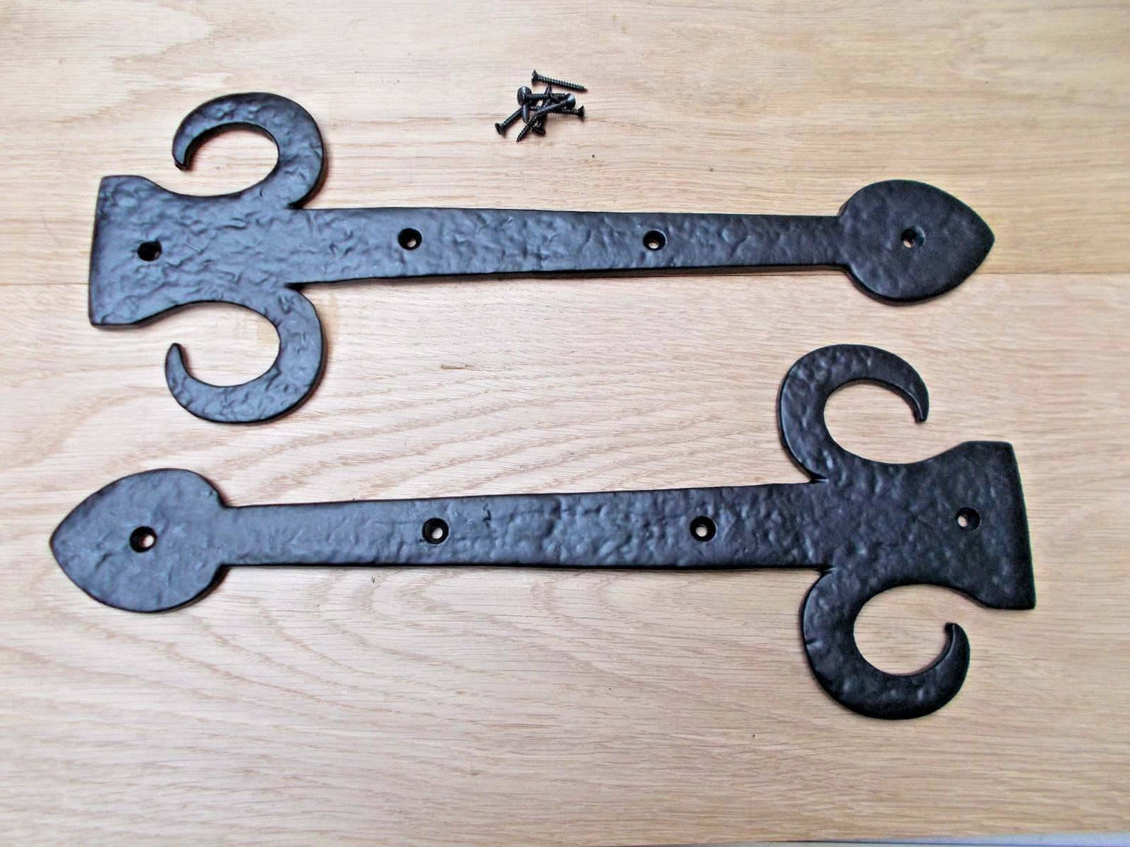 PAIR of HINGE FRONTS Cast Iron Vintage Rustic Old English Country ...