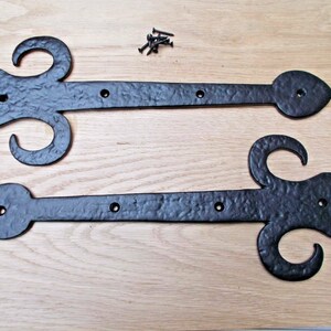 PAIR of HINGE FRONTS Cast Iron Vintage Rustic Old English Country ...