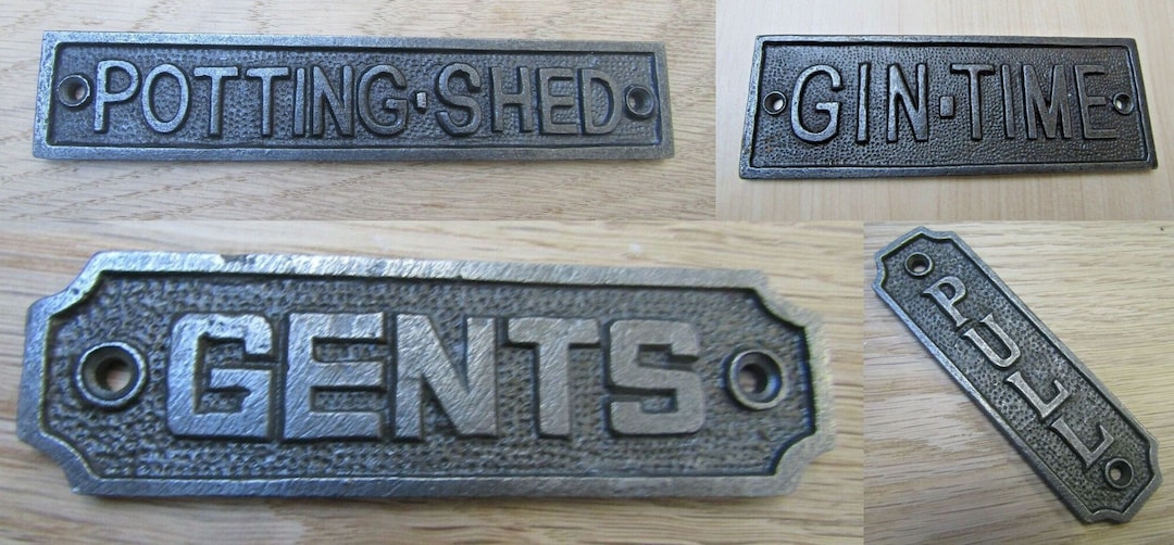 Rustic Cast Iron Wall Door Sign Plaque Emblem Vintage Antique Old Style ...