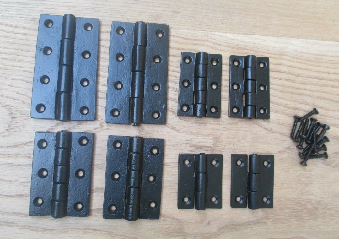 PAIR of PLAIN BUTT Hinges Cast Iron Rustic Kitchen Cabinet Cupboard ...