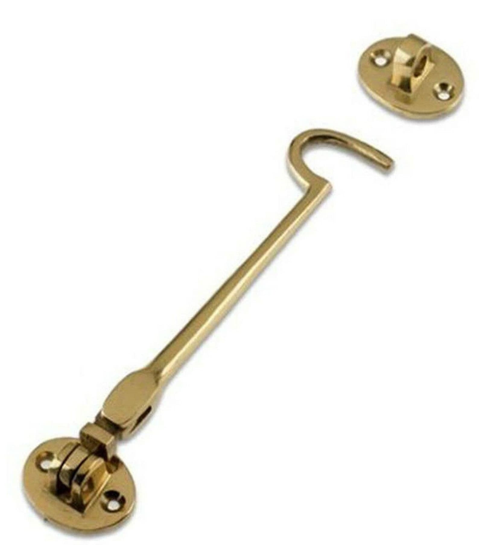 PLAIN VICTORIAN SOLID Brass Old English Cabin Hook & Eye Door Holder ...