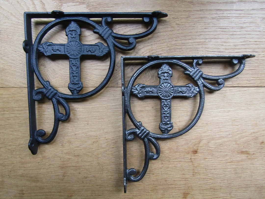 Pair of Cast Iron GOTHIC CHURCH CROSS Antique Rustic Vintage Retro ...