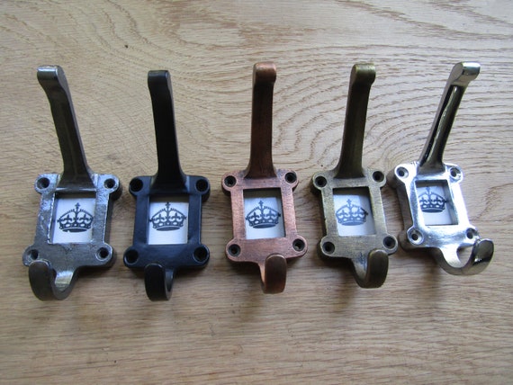 PACK of 5 Cast Iron CERAMIC CROWN Insert School Coat Hooks | Etsy