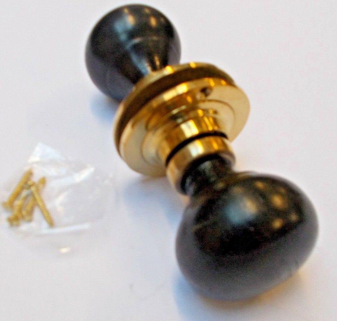 EBONY & BRASS Wooden Door Rim Knobs Classic Retro Rustic - Etsy UK