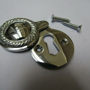POLISHED CHROME Keyhole Cover Escutcheon Key Hole Plate Covered/ Open ...