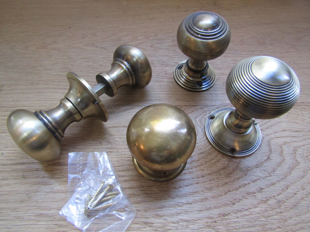 ANTIQUE BRASS Door Knobs Rim Lock Door Knobs Classic Retro Rustic Antique Vintage Traditional ...