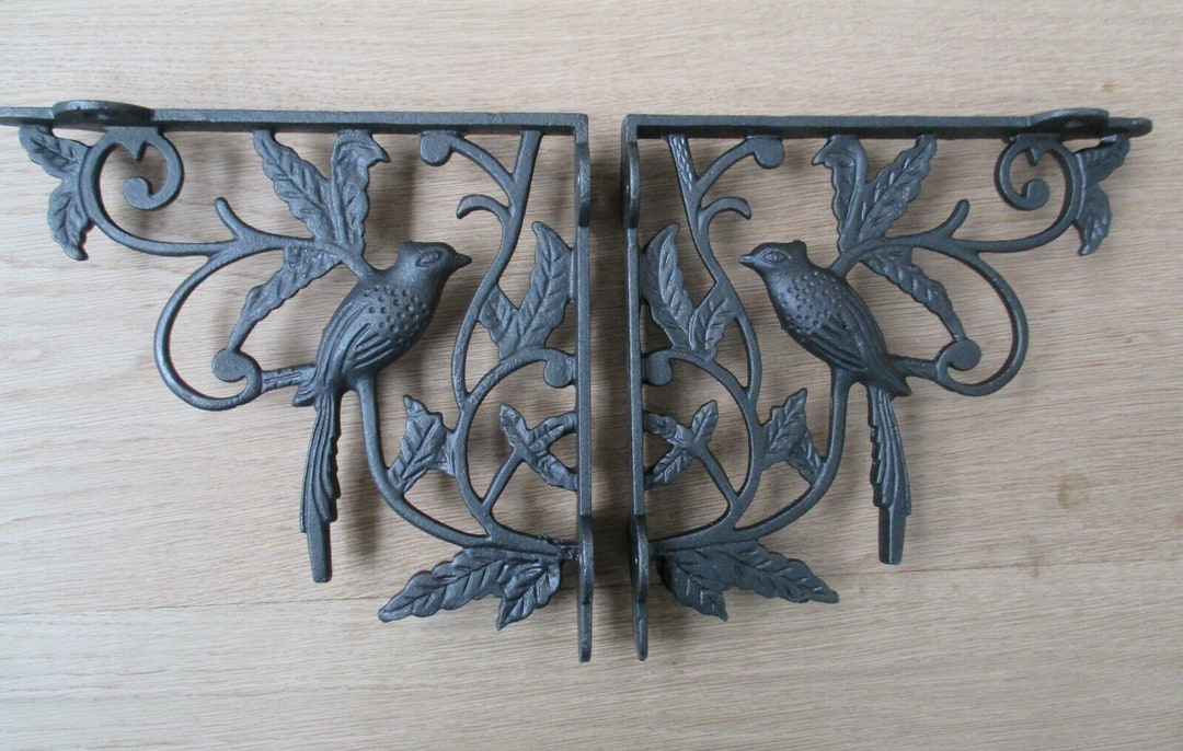 PAIR of BIRD Cast Iron Antique Old Rustic Vintage Retro Woodland ...