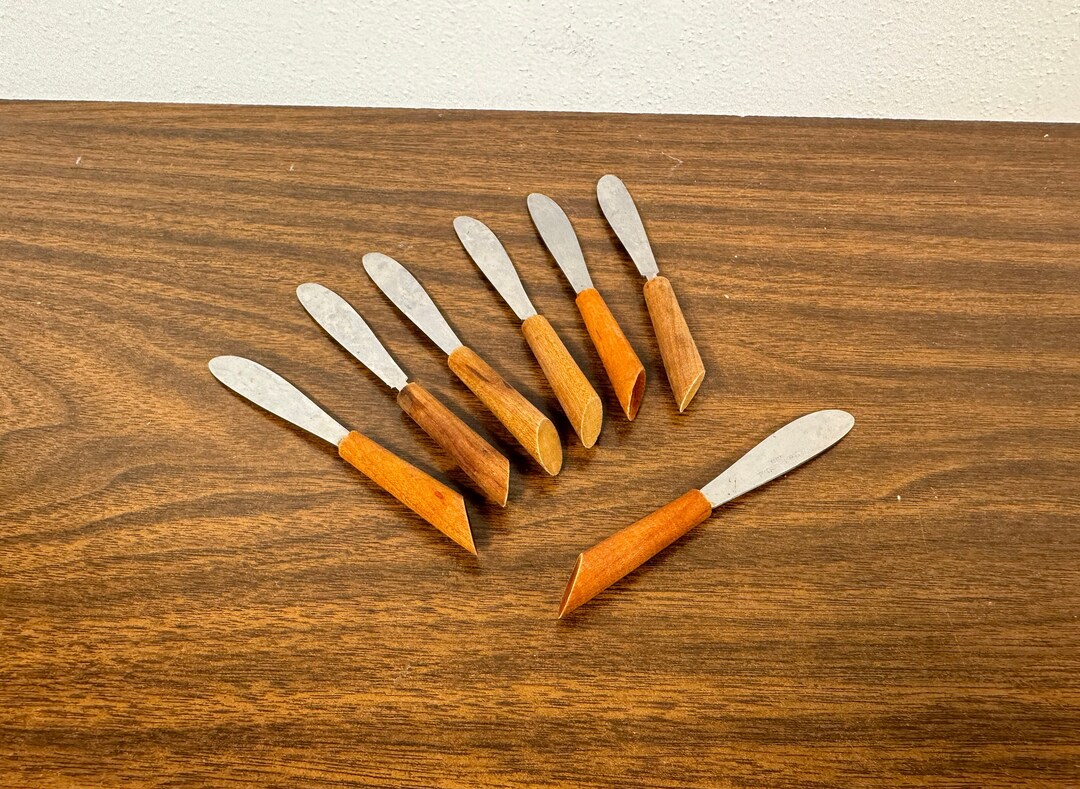 Seven Cheese Spreaders 3.75 Stainless Steel With Wood Handles ...