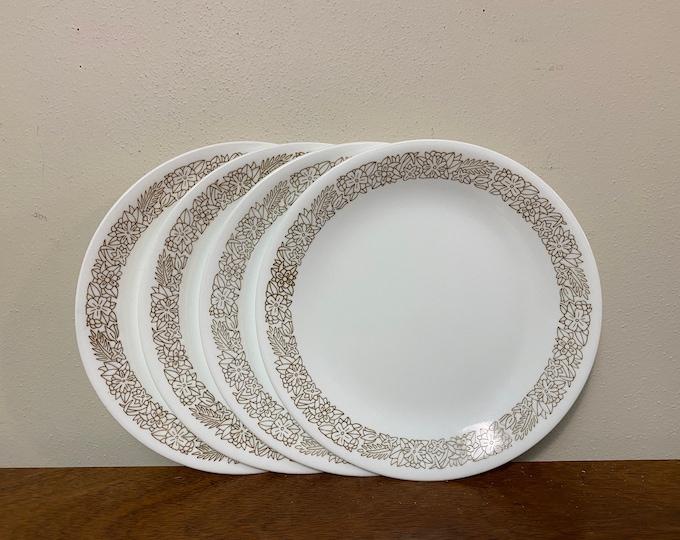 Four Corelle Woodland Brown 8.5" Lunch / Salad Plates - Brown Leaves ...