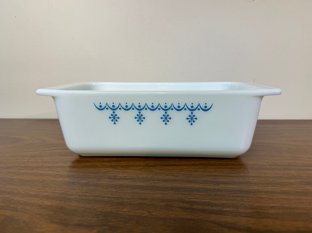 Pyrex Snowflake Blue #913 Loaf Pan - Midcentury 8.5" X 4.5" X 2.5 ...