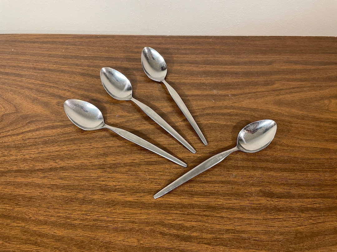 Four Ekco Eterna Prince 6.5" Teaspoons - Stainless Steel Midcentury ...