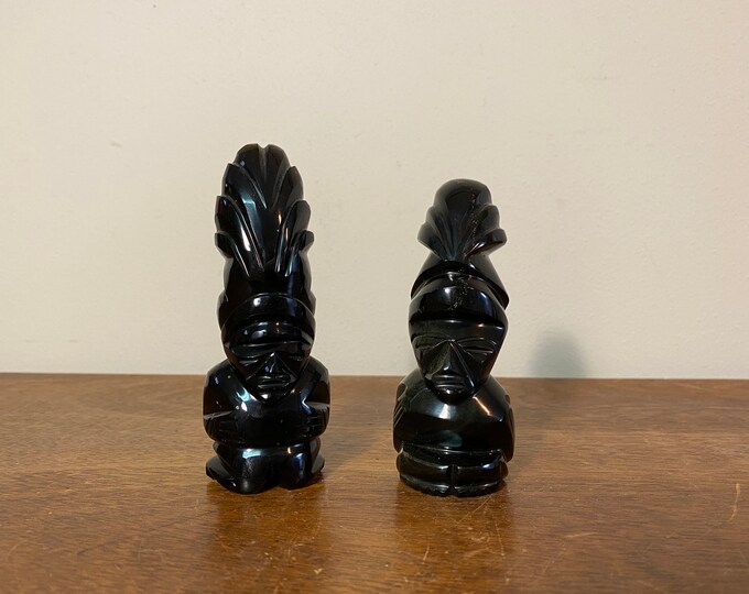Two 4.75 Obsidian Aztec Statue Figurines - Etsy