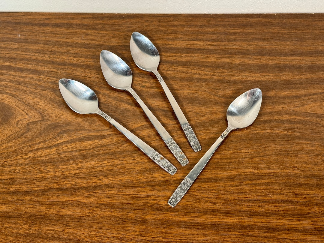 Four Claudia Stainless Steel Teaspoons by Present - Midcentury ...