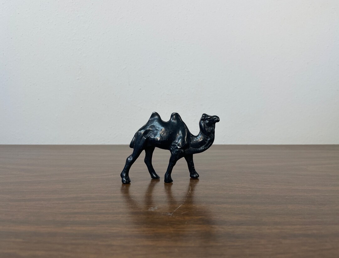 3 Black Metal Camel Figurine Midcentury Minimalist Metallic Animal ...