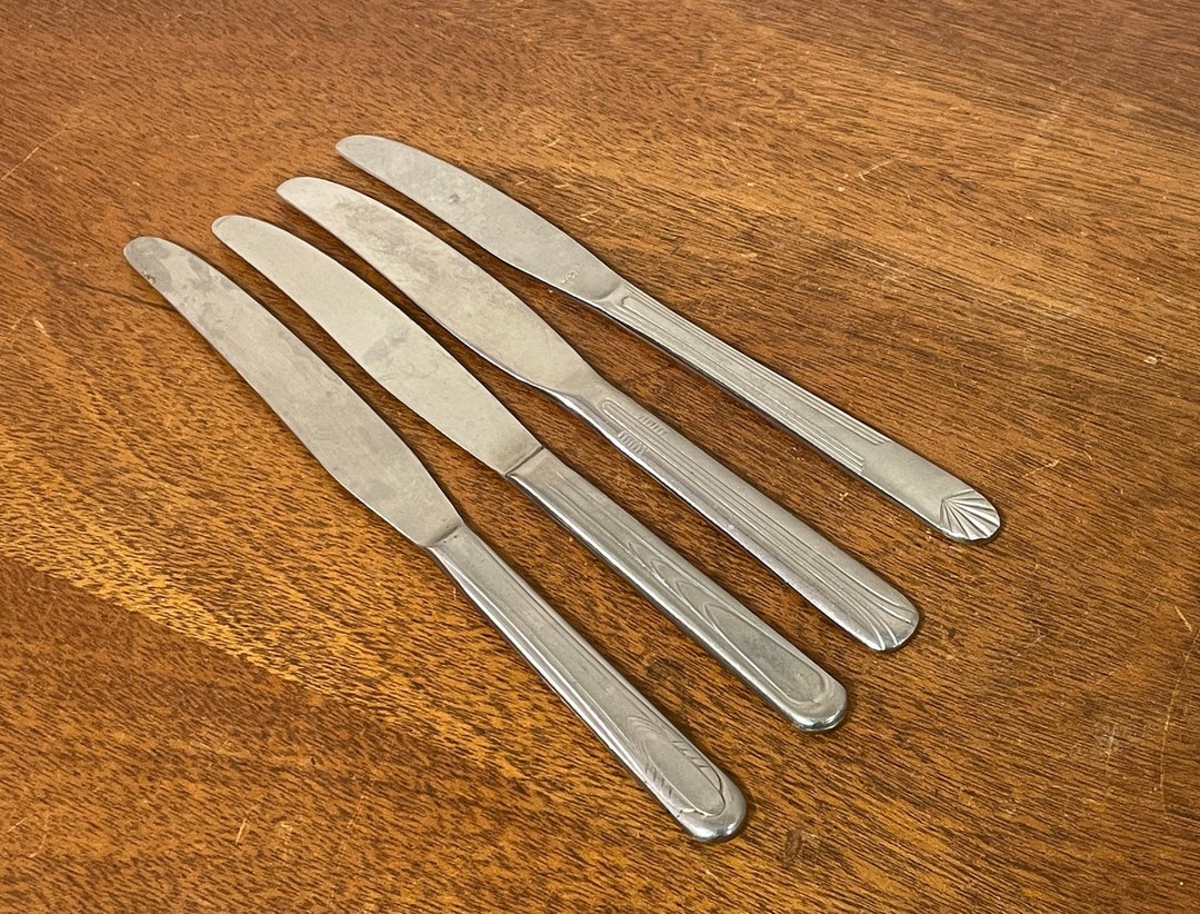 Four+ Art Deco Mismatched Stainless Steel Dinner Knives - Vintage Retro ...