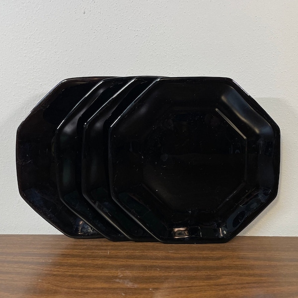 Black Arcoroc Octagon Plates - Etsy