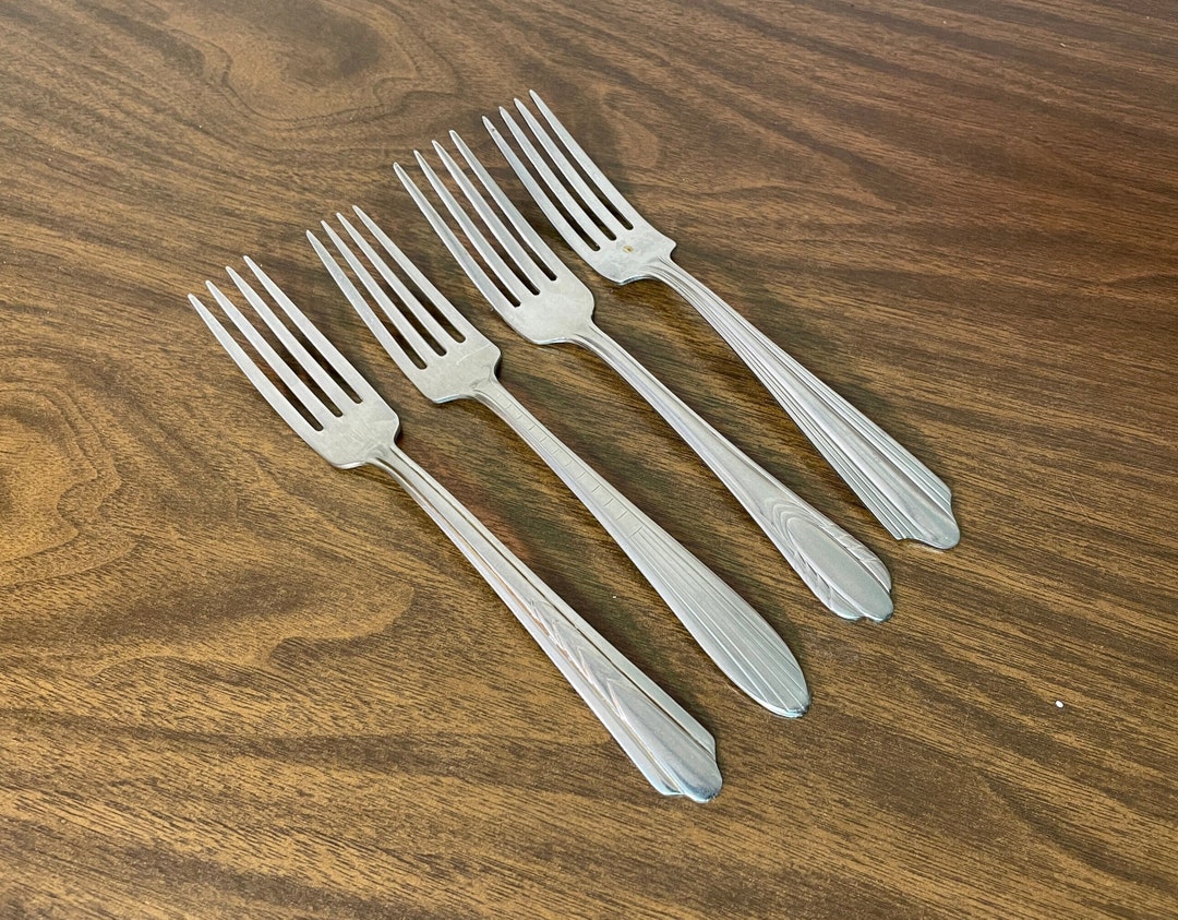 Four+ Art Deco Mismatched Stainless Steel Dinner Forks - Vintage Retro ...