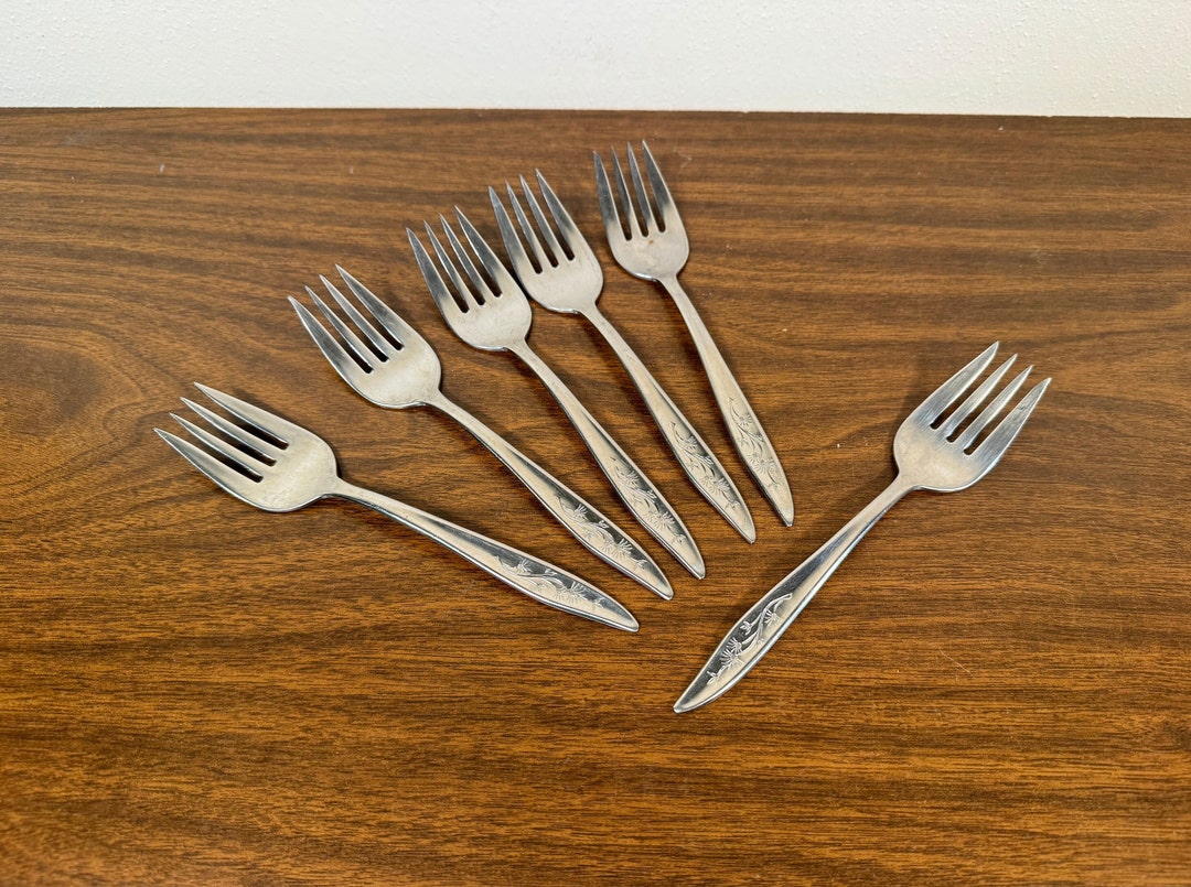 Six Sears & Roebuck Misty Isle Stainless Steel Salad / Dessert Forks ...