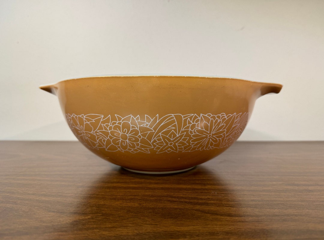 Pyrex Woodland 443 2.5 QT Cinderella Bowl Light Brown White Leaves ...