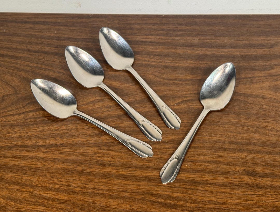 Four National Stainless Co. Art Deco Stainless Steel Table Spoons ...