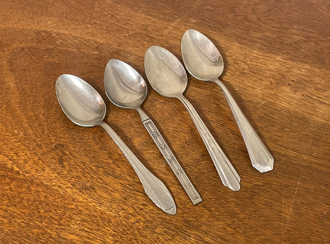 Four+ Art Deco Mismatched Stainless Steel Table Spoons - Vintage Retro ...